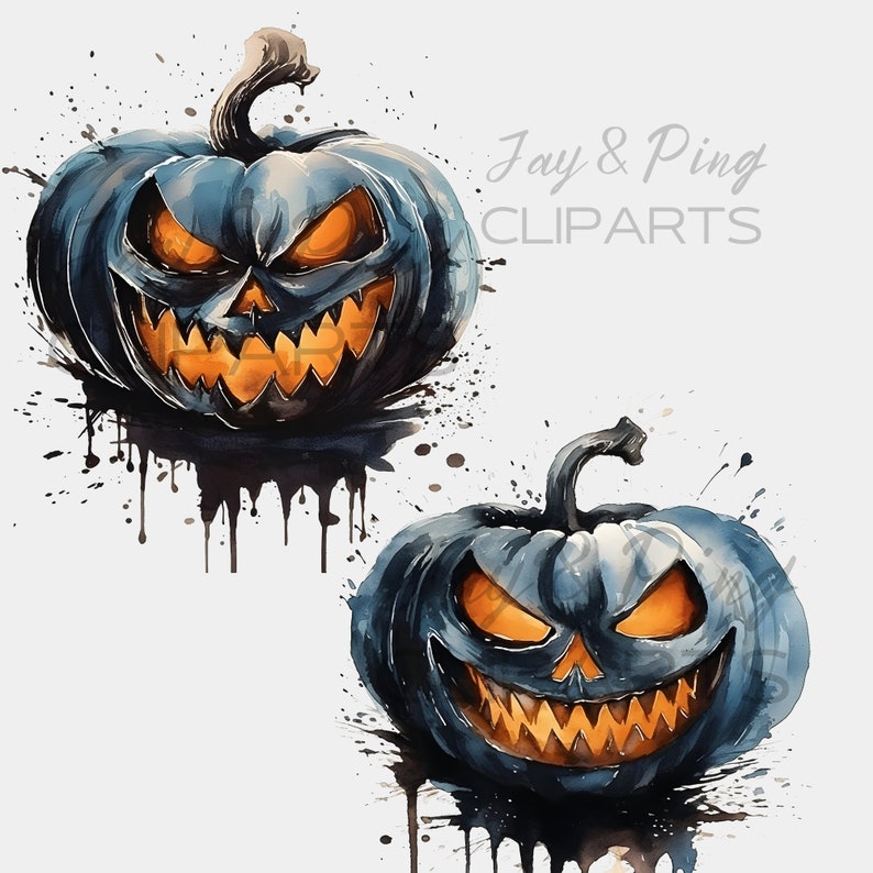 Watercolor Halloween Clipart Png⎥clipart Pumpkin⎥digital Stickers ...