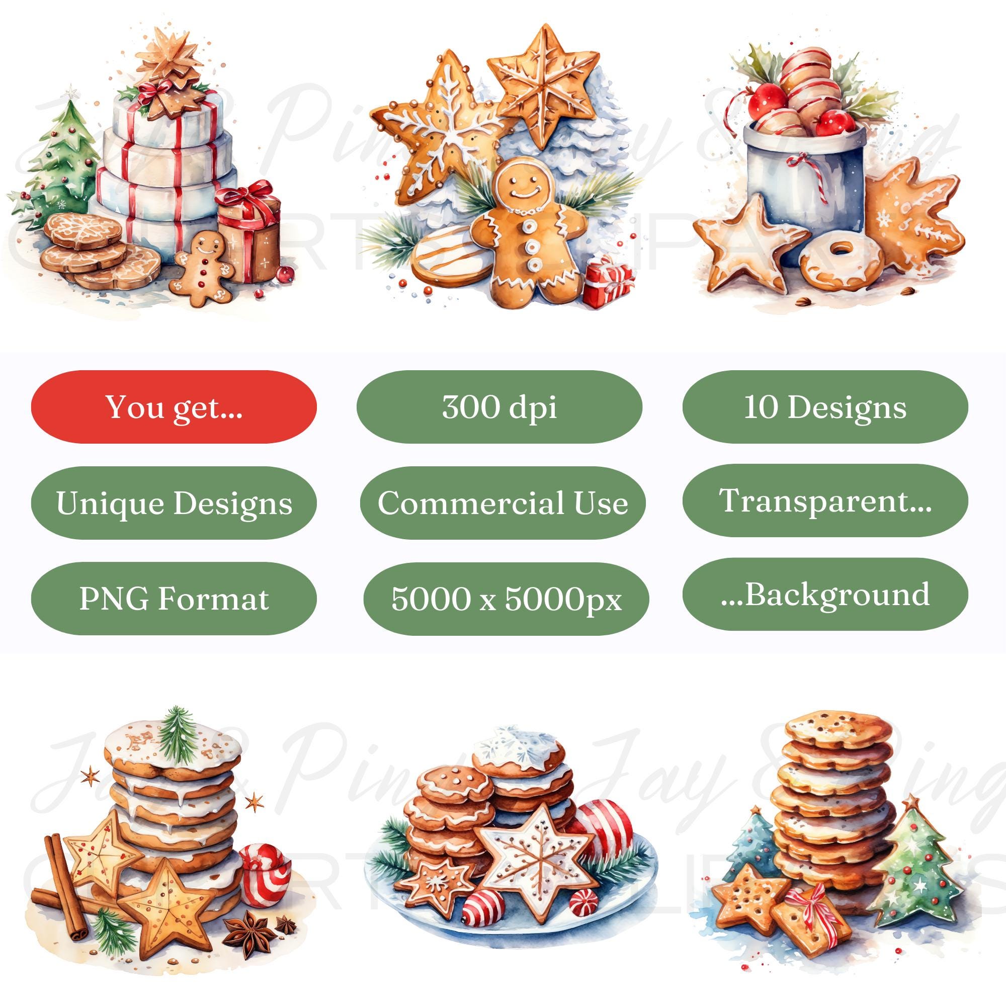 Watercolor Christmas Cookies Clipart Png⎥holiday Baking⎥digital ...
