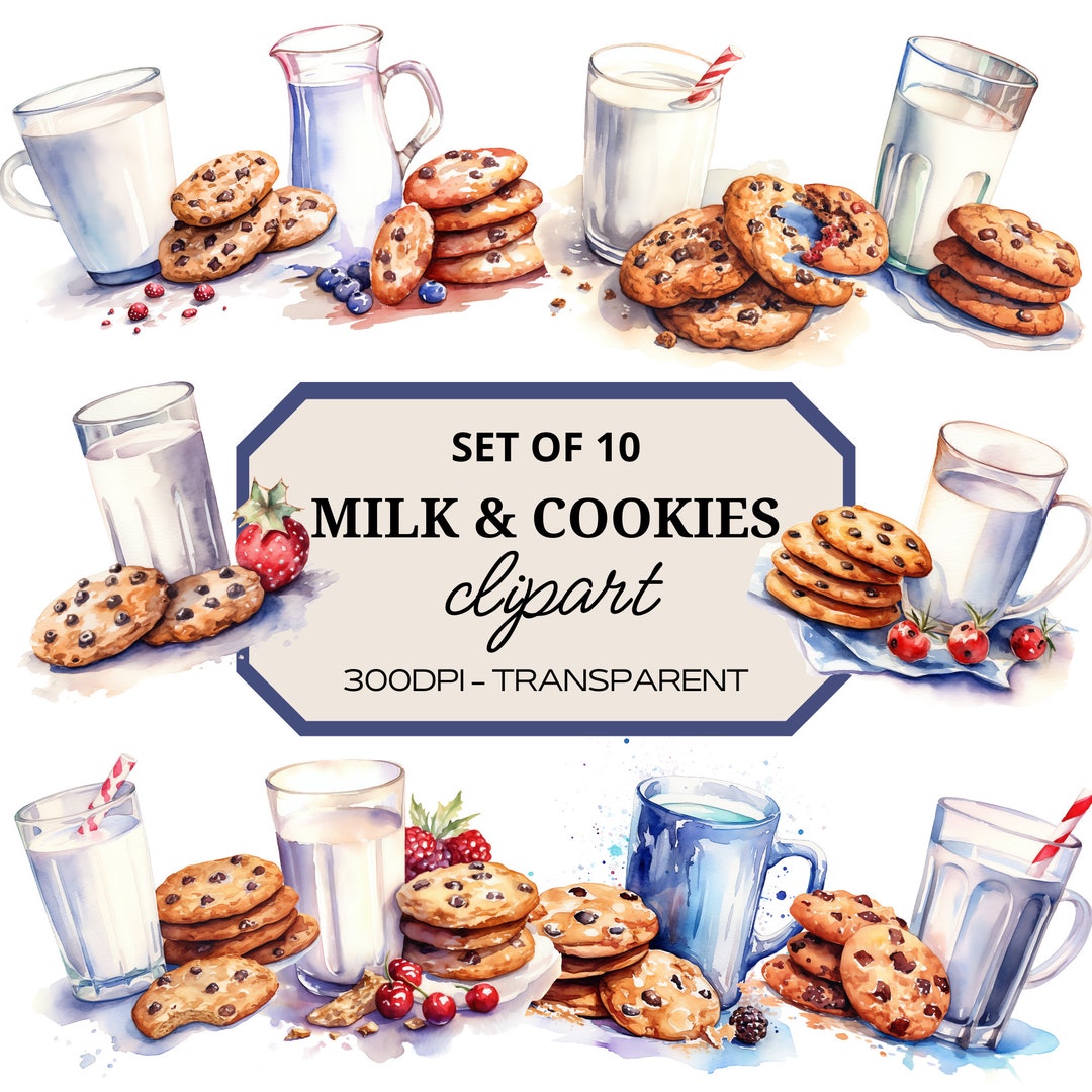 Milk and Cookies Clipart⎥watercolor Clipart Bundle⎥baking Clipart ...