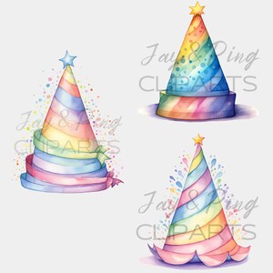 Watercolor Birthday Hatbirthday Hat Clipartdigital Stickers ...