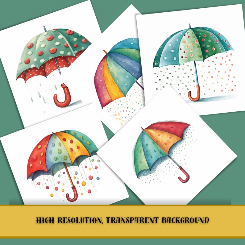 Watercolor Umbrella Clipart ⎥clipart Autumn Fall⎥umbrella Png⎥rainy Day ...