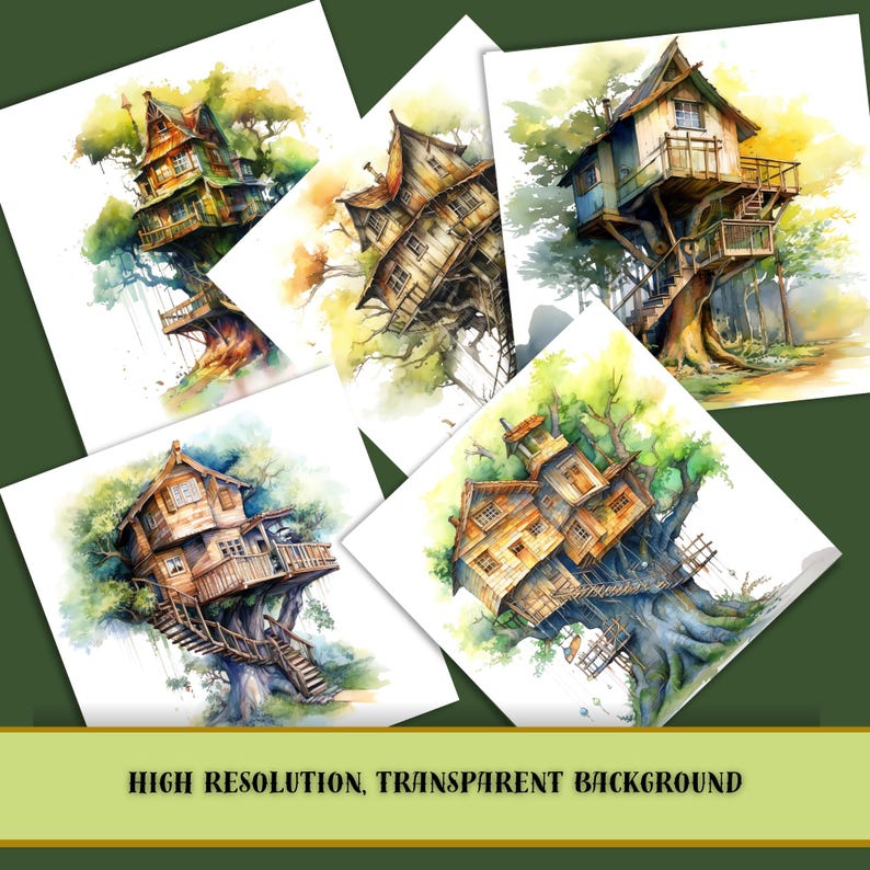 Treehouse Clipart⎥watercolor Clipart Bundle⎥enchanted Forest Clip Art ...