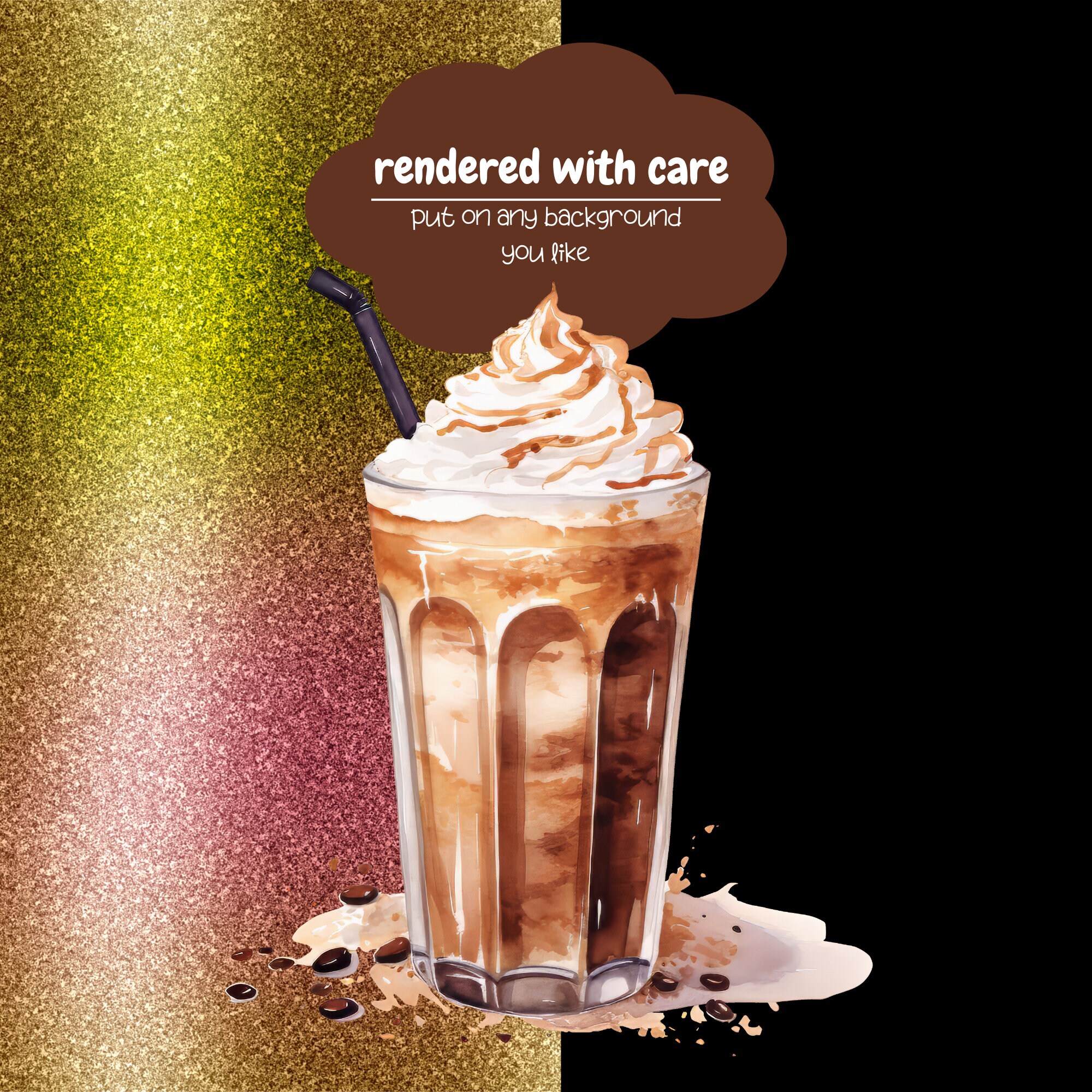Watercolor Coffee Frappe Clipart Png⎥goodnotes Sticker⎥coffee ...