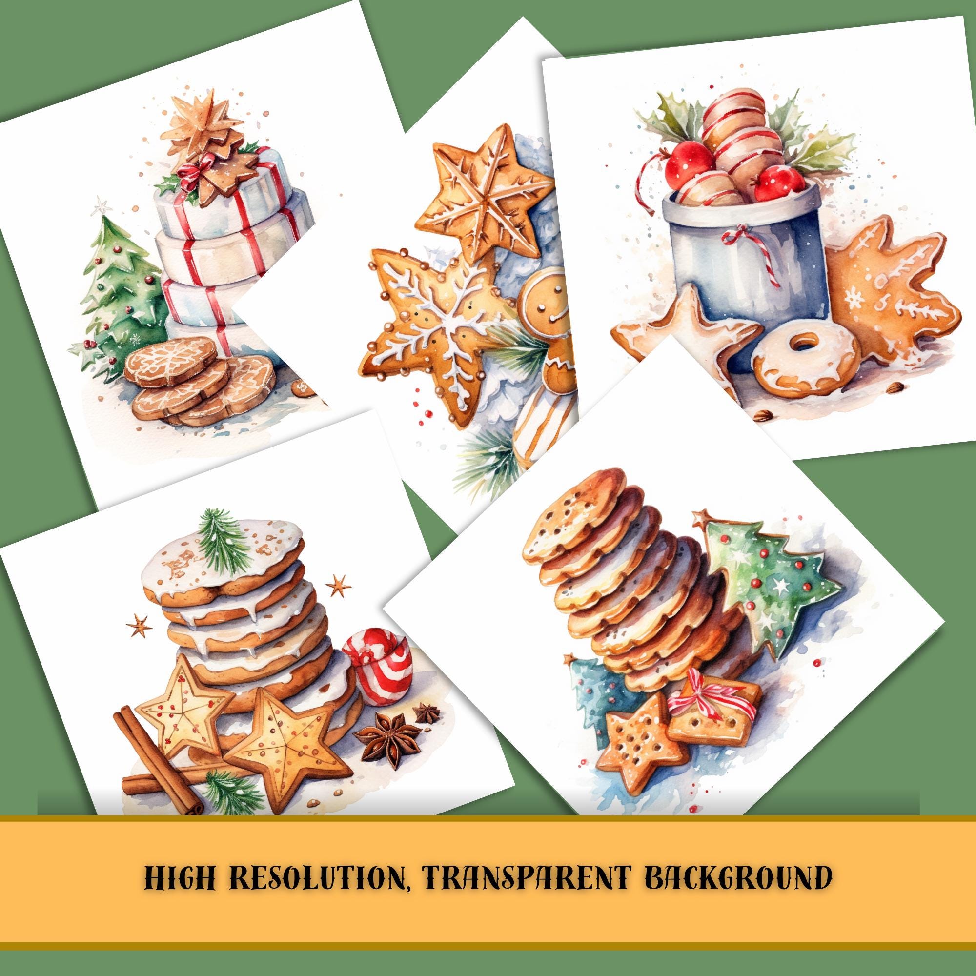 Watercolor Christmas Cookies Clipart Png⎥holiday Baking⎥digital ...