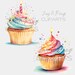 Watercolor Cupcake Clipartwatercolor Birthday Clipartwatercolor Food ...