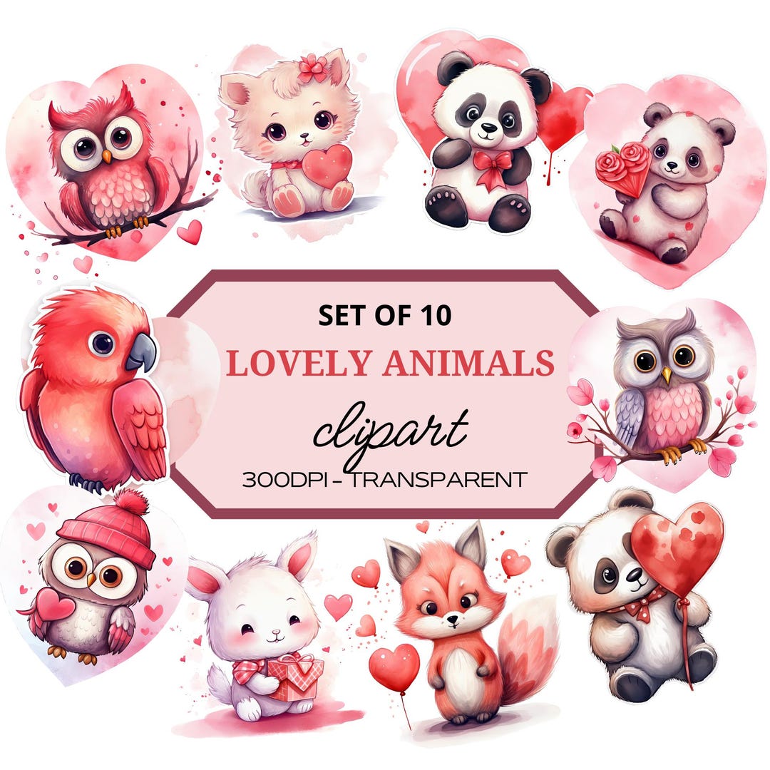 Cute Animals Clipart⎥watercolor Clip Art Bundle⎥digital Stickers ...