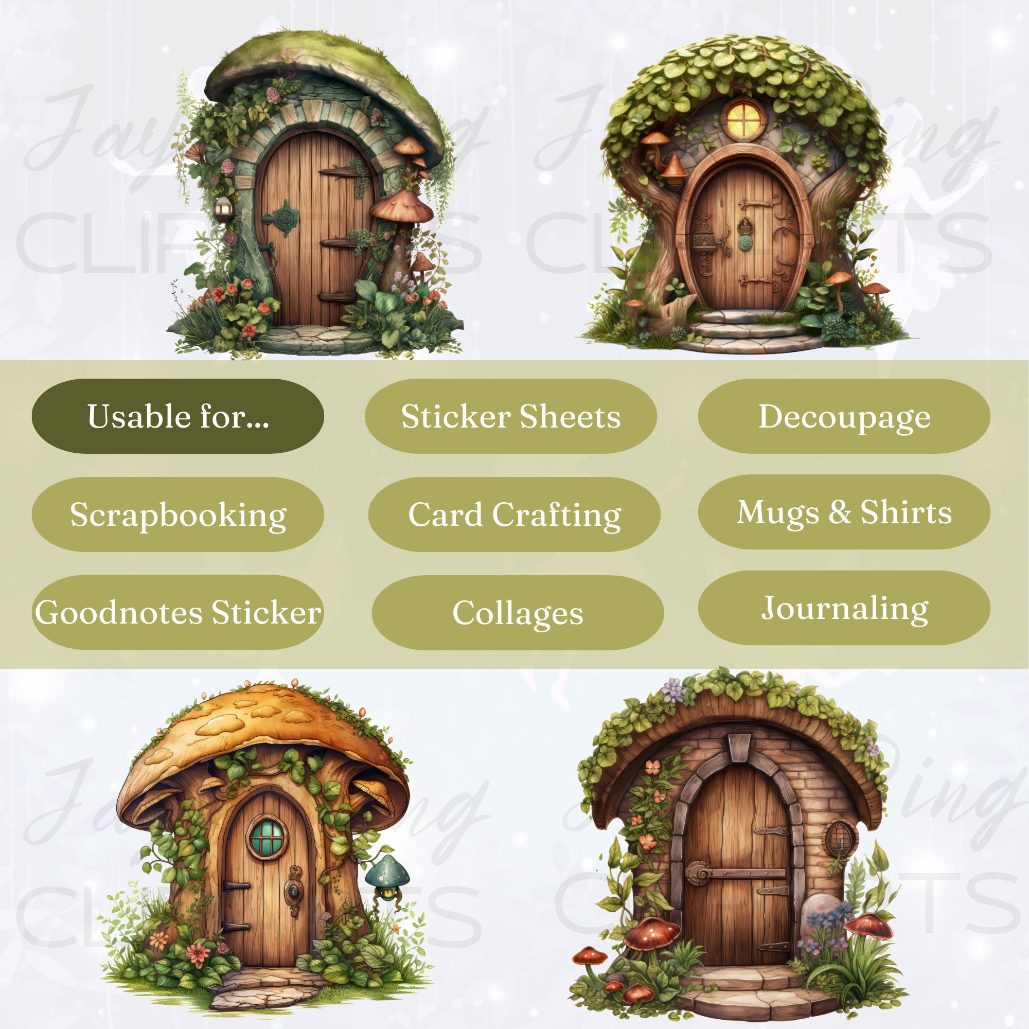 Watercolor Fairy Door Clipart⎥goodnotes Sticker⎥cute Fairies Door ...