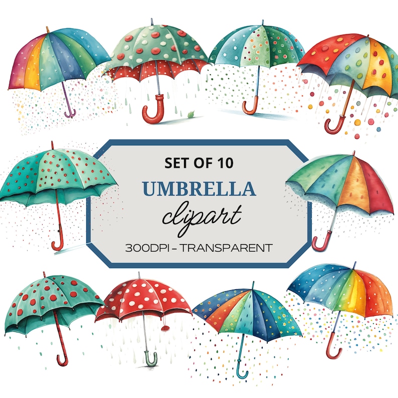 Watercolor Umbrella Clipart ⎥clipart Autumn Fall⎥umbrella Png⎥rainy Day ...