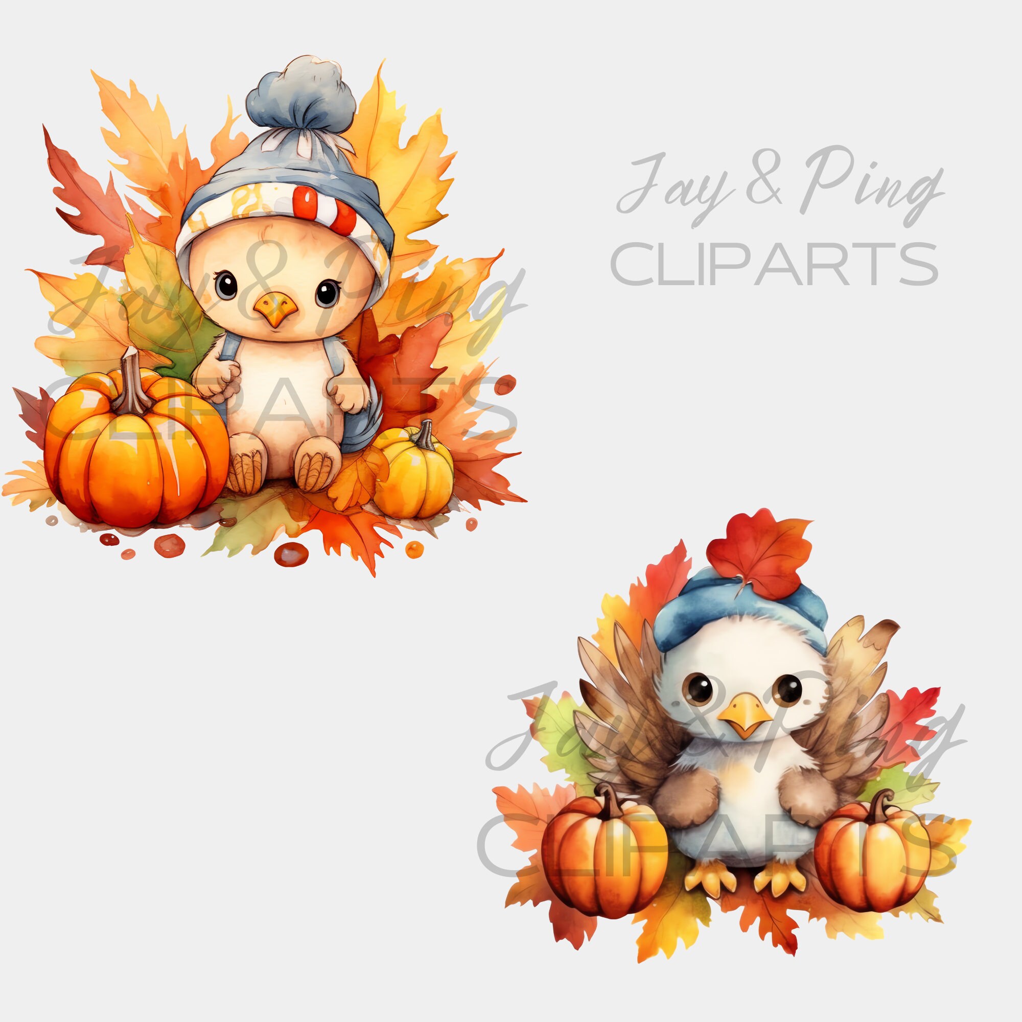 Watercolor Cute Turkey Png⎥thanksgiving Clipart⎥digital Stickers Fall ...