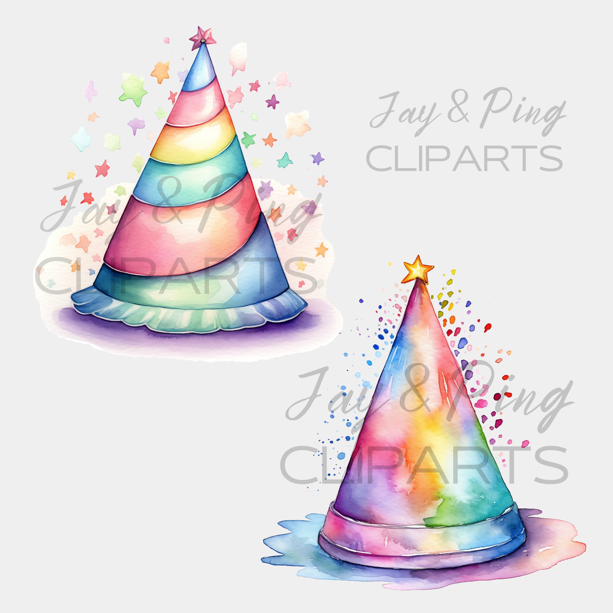 Watercolor Birthday Hatbirthday Hat Clipartdigital Stickers ...