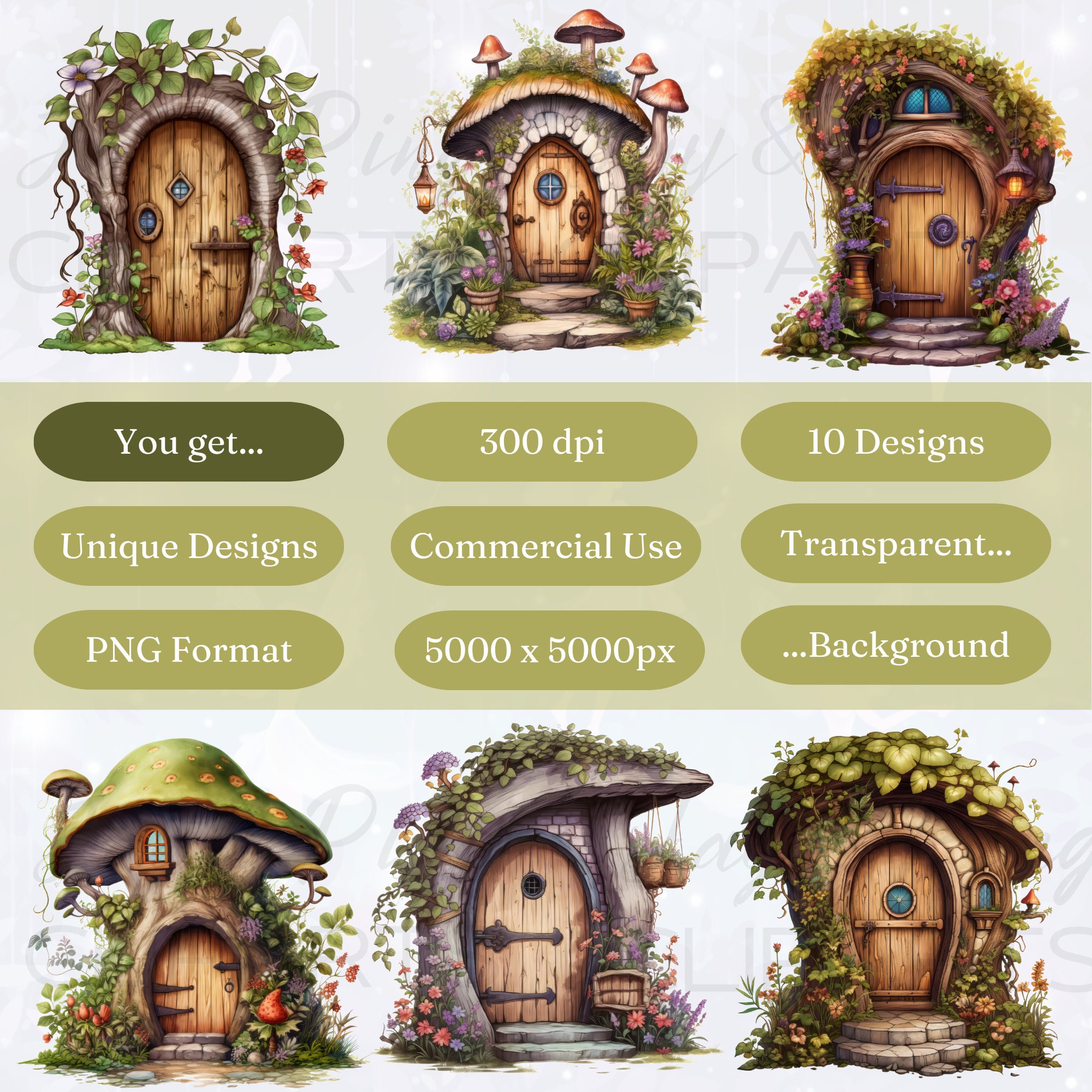 Watercolor Fairy Door Clipart⎥goodnotes Sticker⎥cute Fairies Door ...