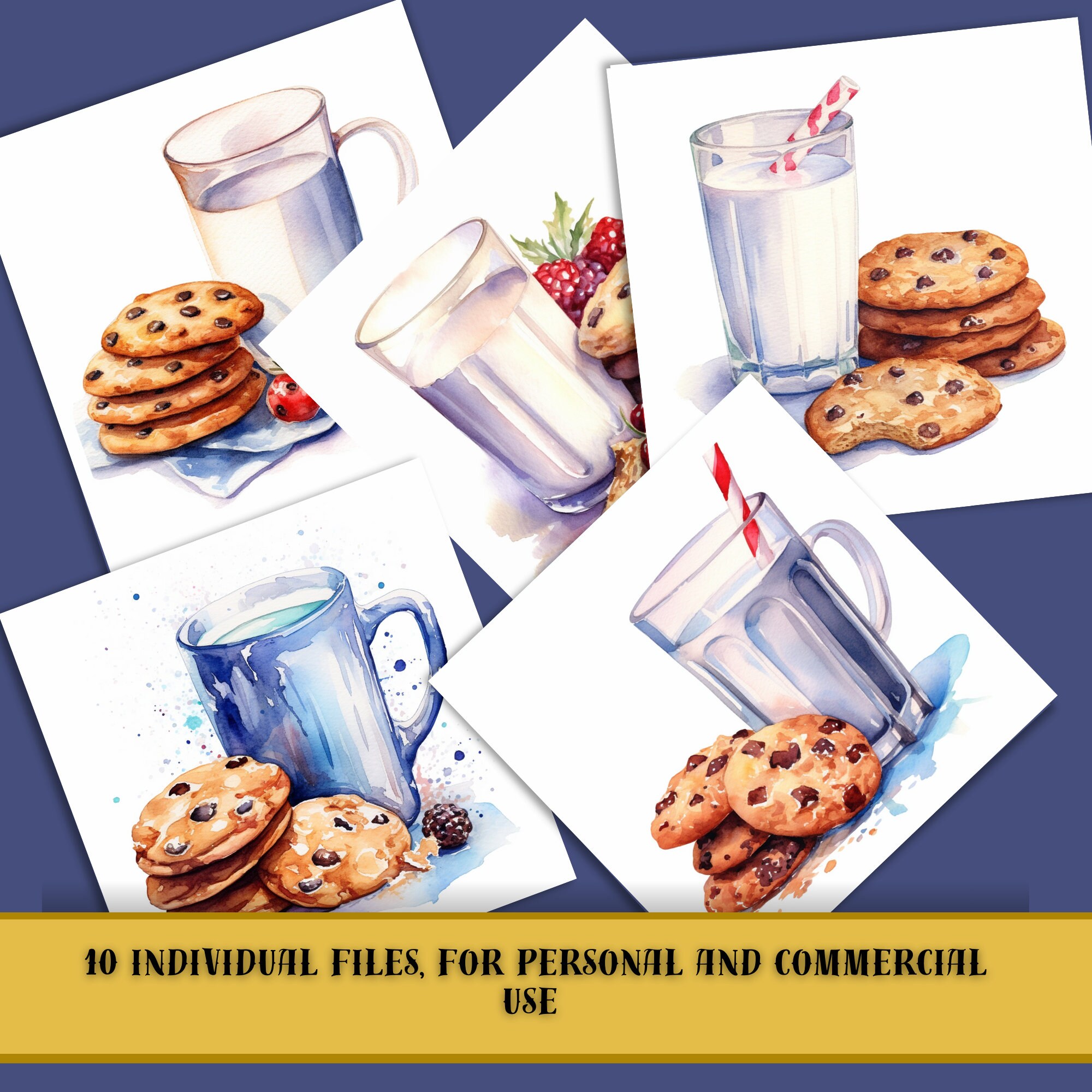 Milk and Cookies Clipart⎥watercolor Clipart Bundle⎥baking Clipart ...