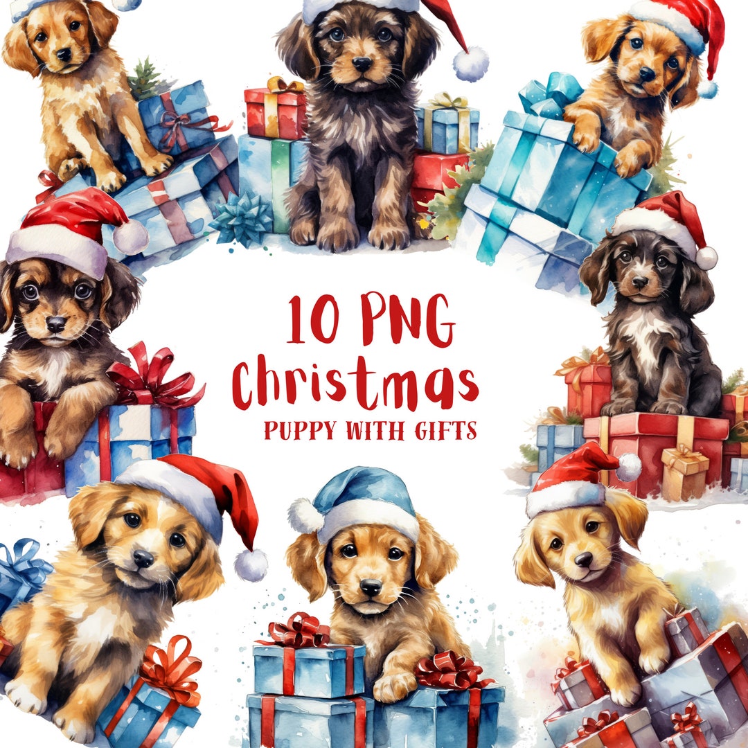 Watercolor Puppy Gifts Clipart⎥clipart Cute Puppy⎥digital Stickers ...