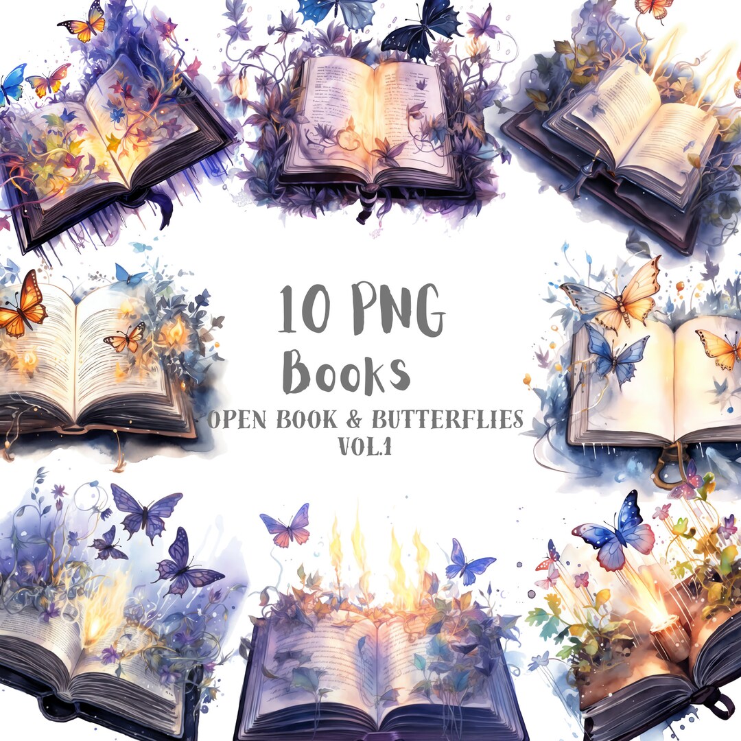 Watercolor Open Book Clipart Pngwatercolor Book - Etsy