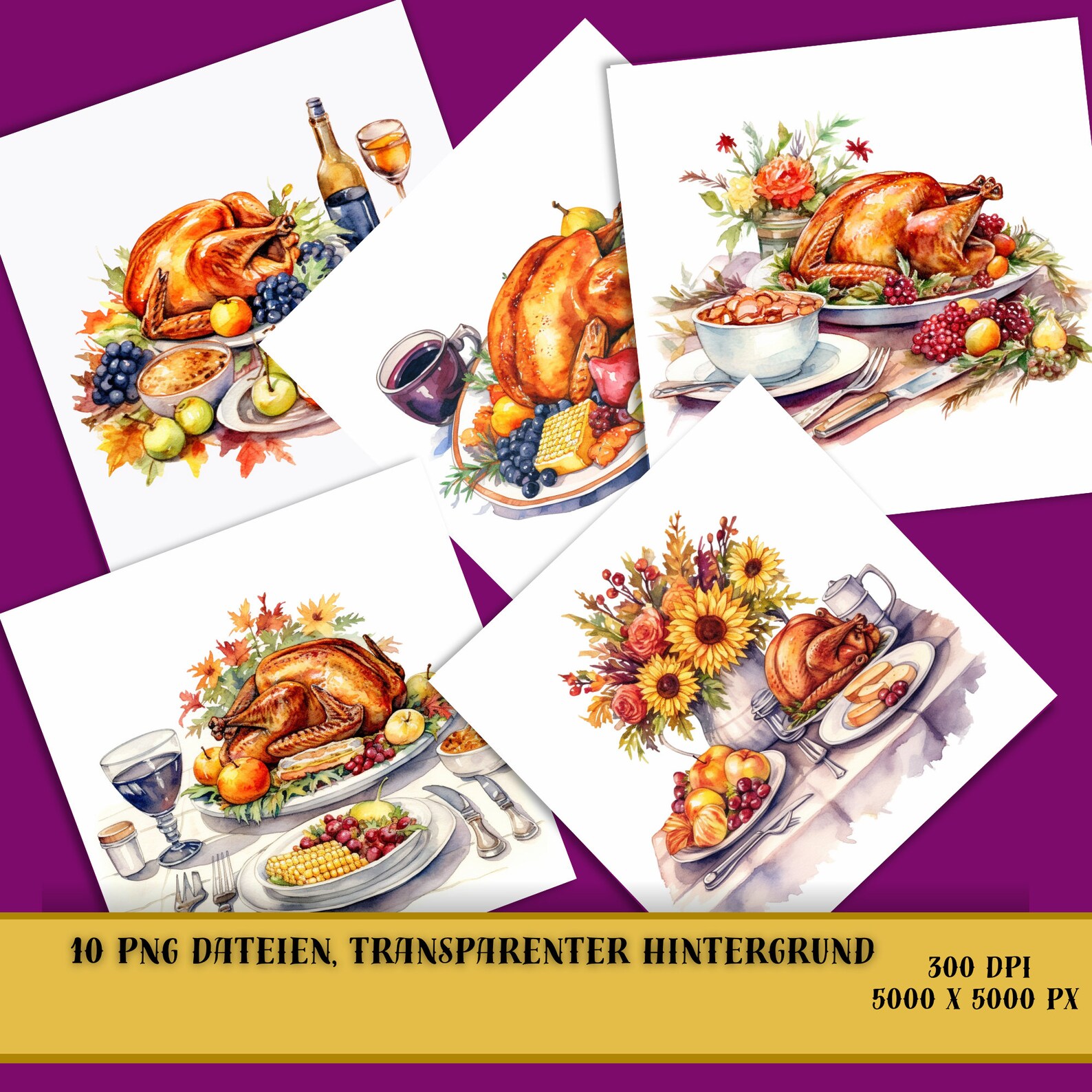 Watercolor Turkey Dinner Clipart⎥thanksgiving Clipart⎥food Clipart ...