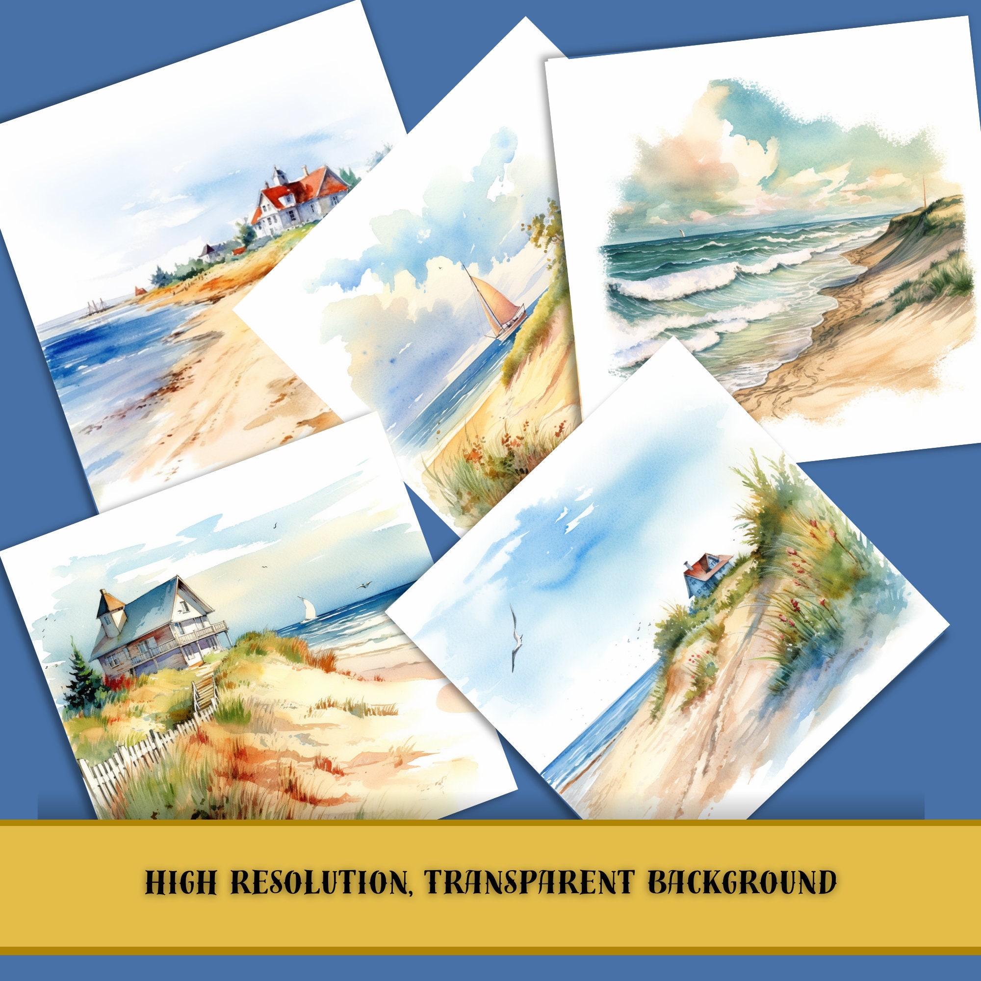 Watercolor Beach Theme Clipart⎥goodnotes Sticker Sea⎥beach Png ...