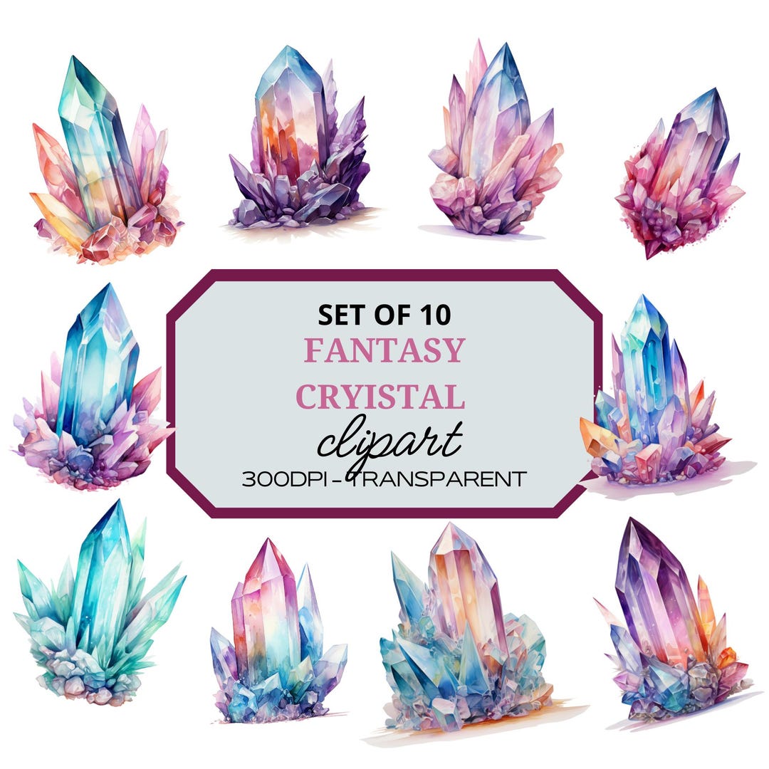 Fantasy Crystal Clipart⎥watercolor Clipart Bundle⎥fairy Crystals ...