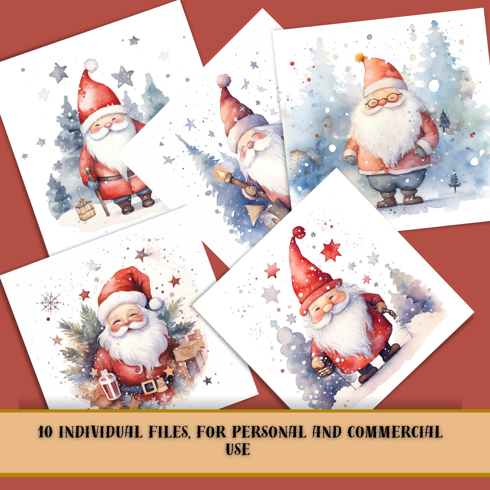 Cute Santa Claus Clipart⎥watercolor Clip Art Bundle⎥digital Stickers ...