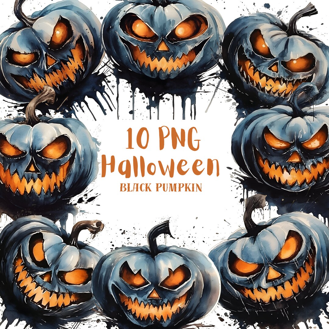 Watercolor Halloween Clipart Png⎥clipart Pumpkin⎥digital Stickers ...