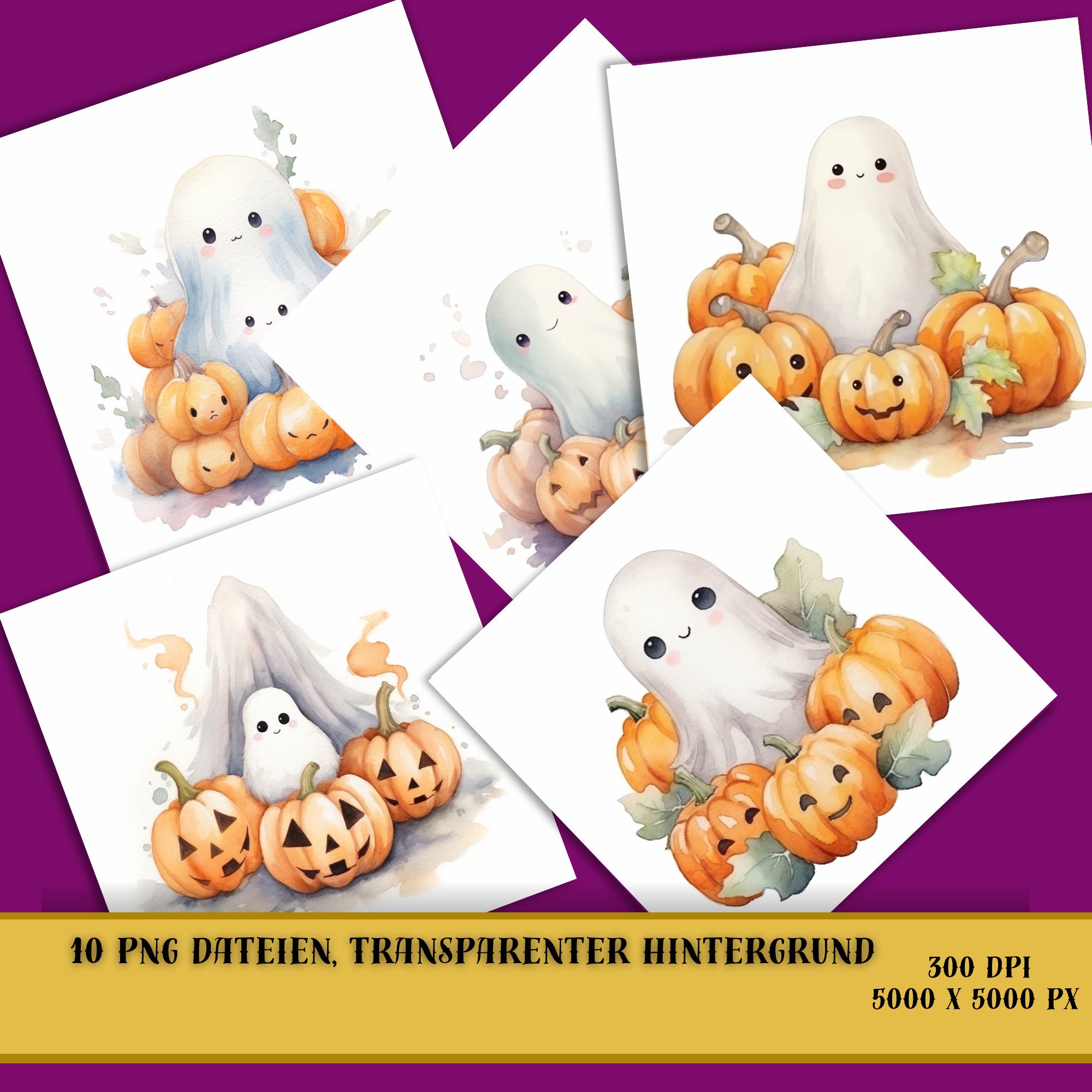 Watercolor Halloween Cute Baby Ghost Clipart⎥clipart Pumpkin⎥digital ...