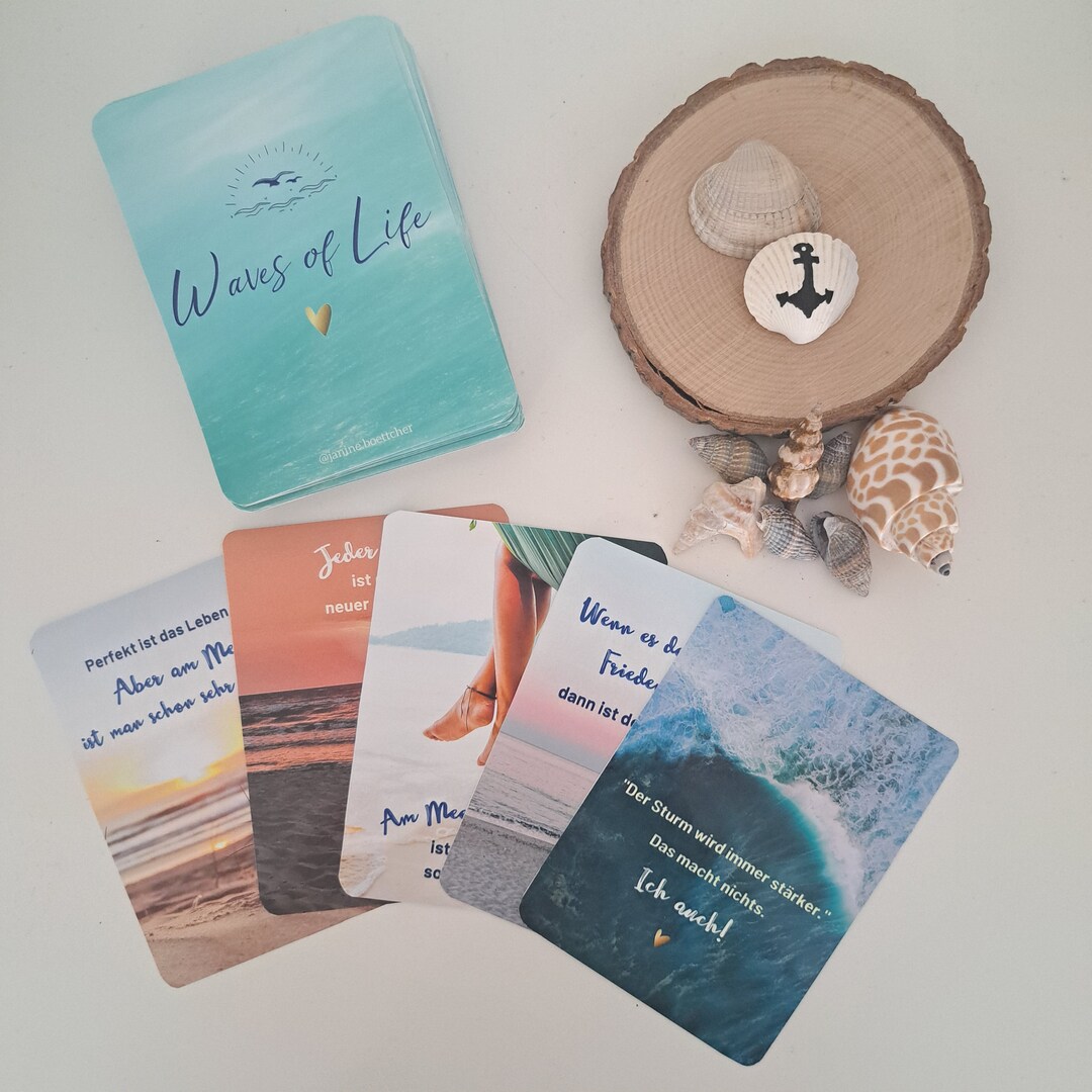 Card Set waves of Life, Affirmation Cards, Cards for Sea Lovers, Gift ...