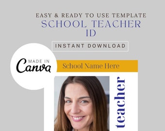 Student ID Card Template, Editable School ID, Homeschool Teacher Badge ...