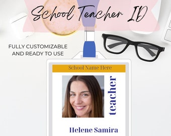 Homeschool Teacher ID Card, Editable Id Badge, ID Card Template Canva ...