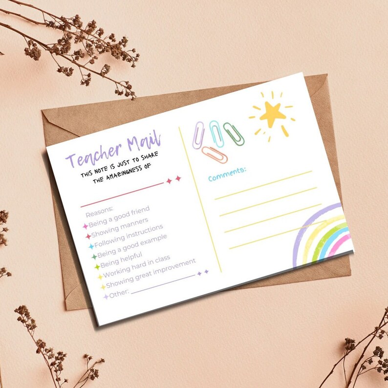 Rainbow Boho Teacher Postcard, Meet the Teacher, A Note From Substitute ...