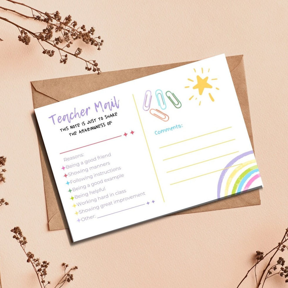 Rainbow Boho Teacher Postcard, Meet the Teacher, A Note From Substitute ...