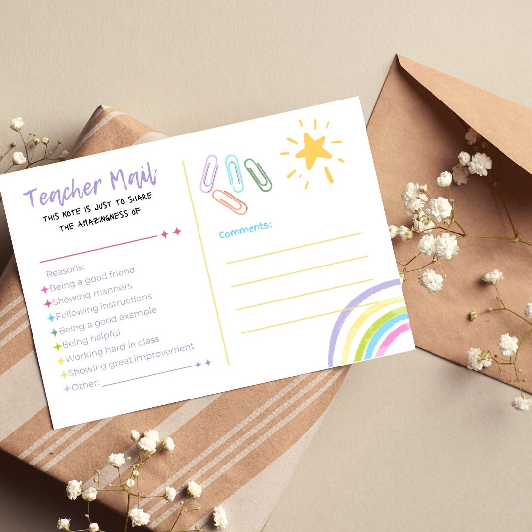 Rainbow Boho Teacher Postcard, Meet the Teacher, A Note From Substitute ...