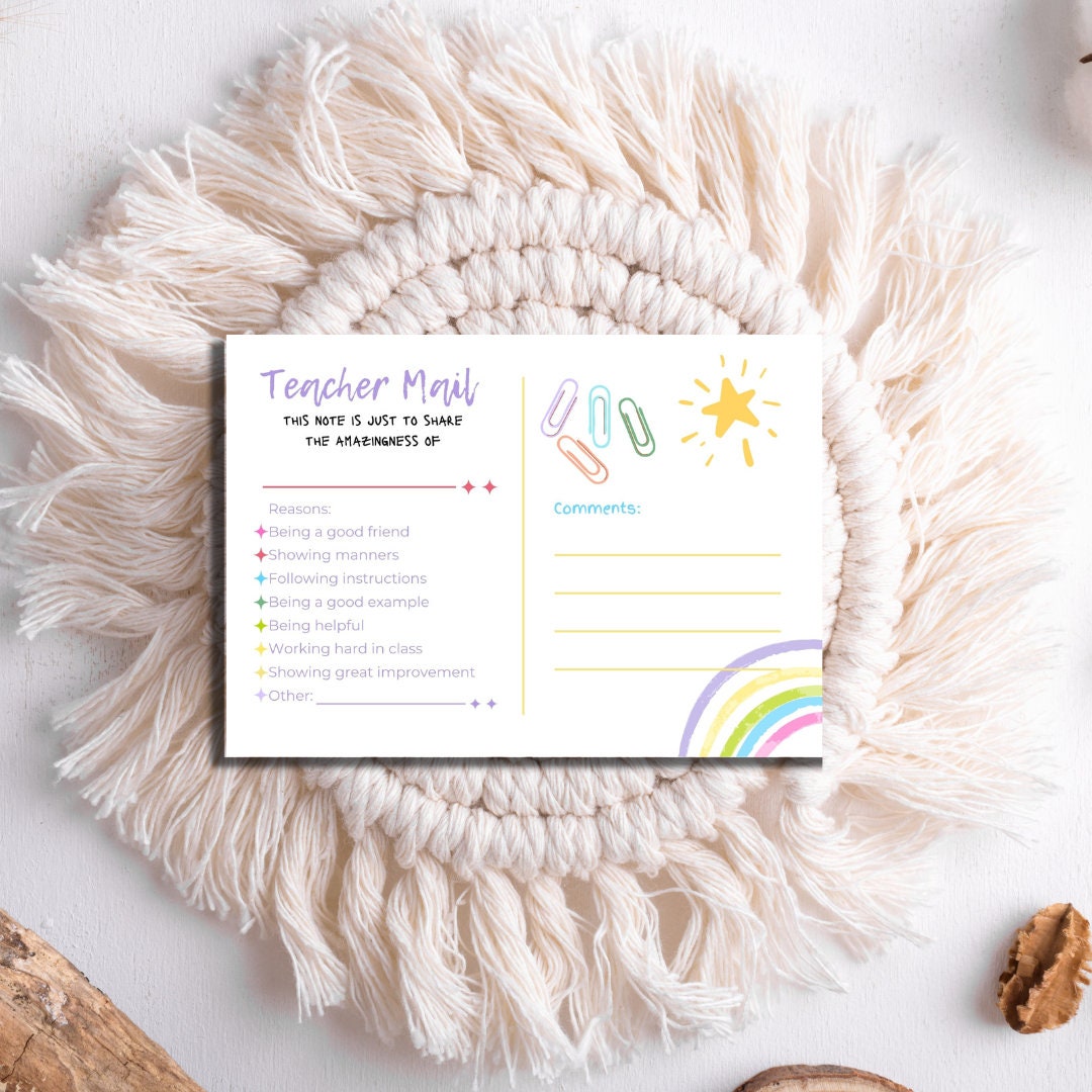Rainbow Boho Teacher Postcard, Meet the Teacher, A Note From Substitute ...