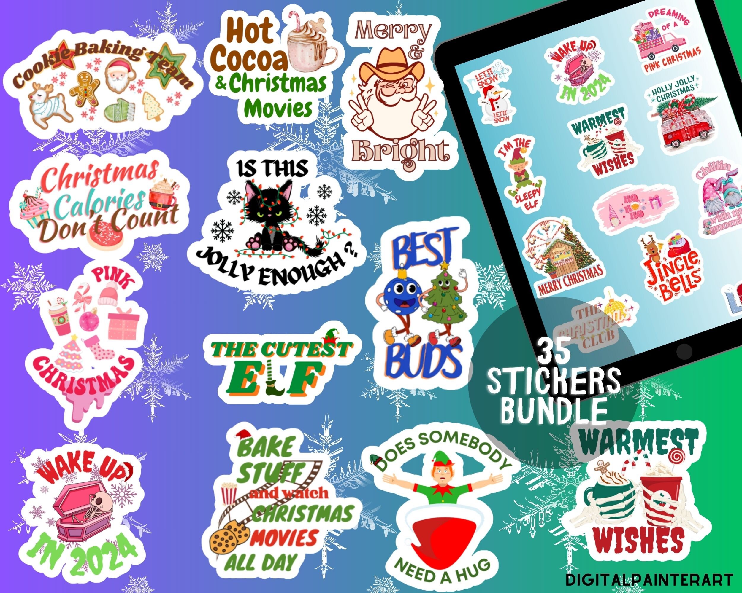 35 Christmas Stickers Bundle Printable Stickers Christmas - Etsy
