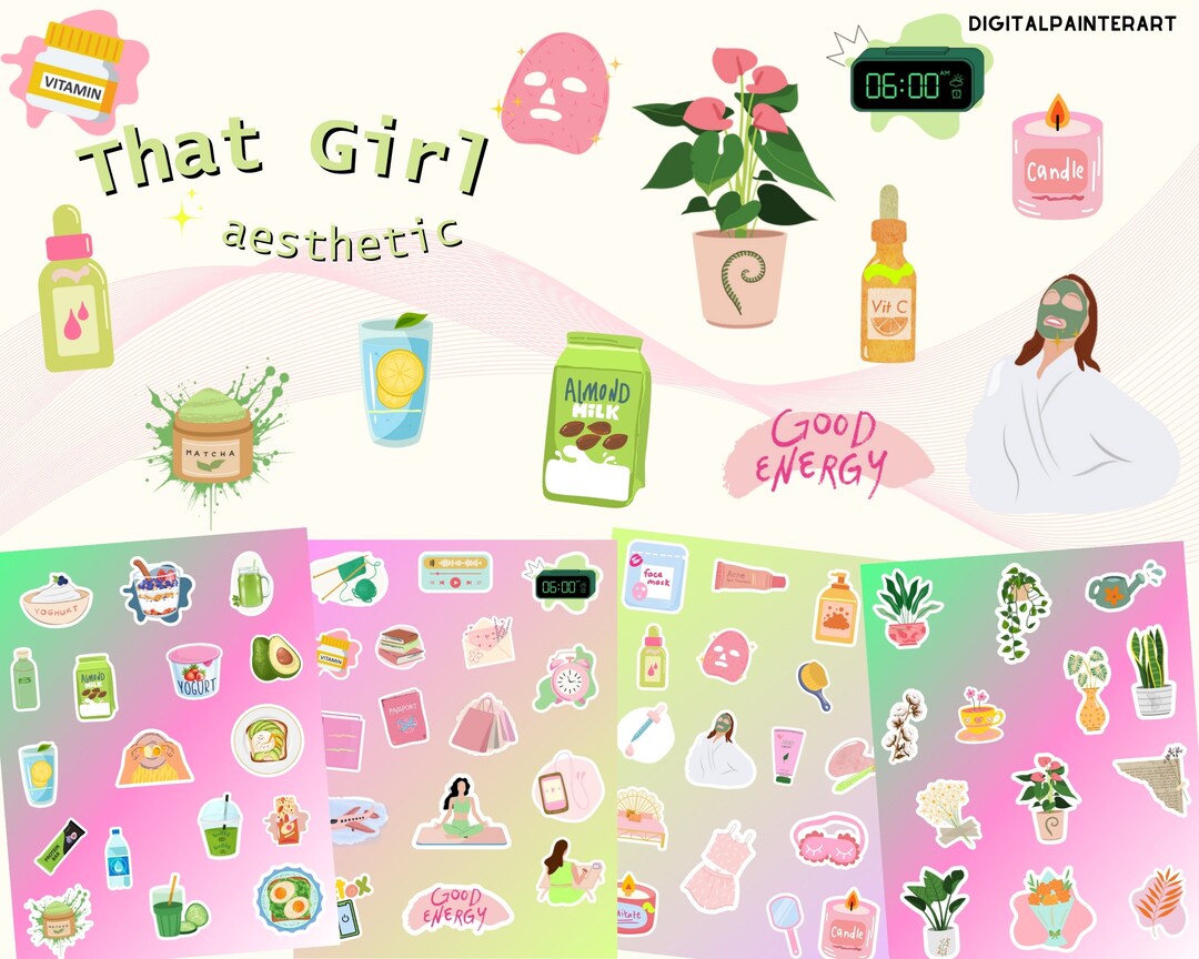 That Girl Aesthetic Stickers, Digital Stickers, Journal Stickers ...