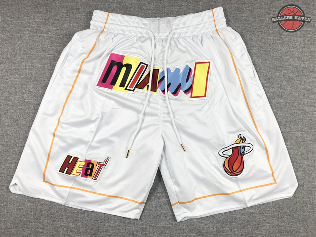 Miami Heat Retro Shorts / Embroidered Miami Basketball White Vintage ...