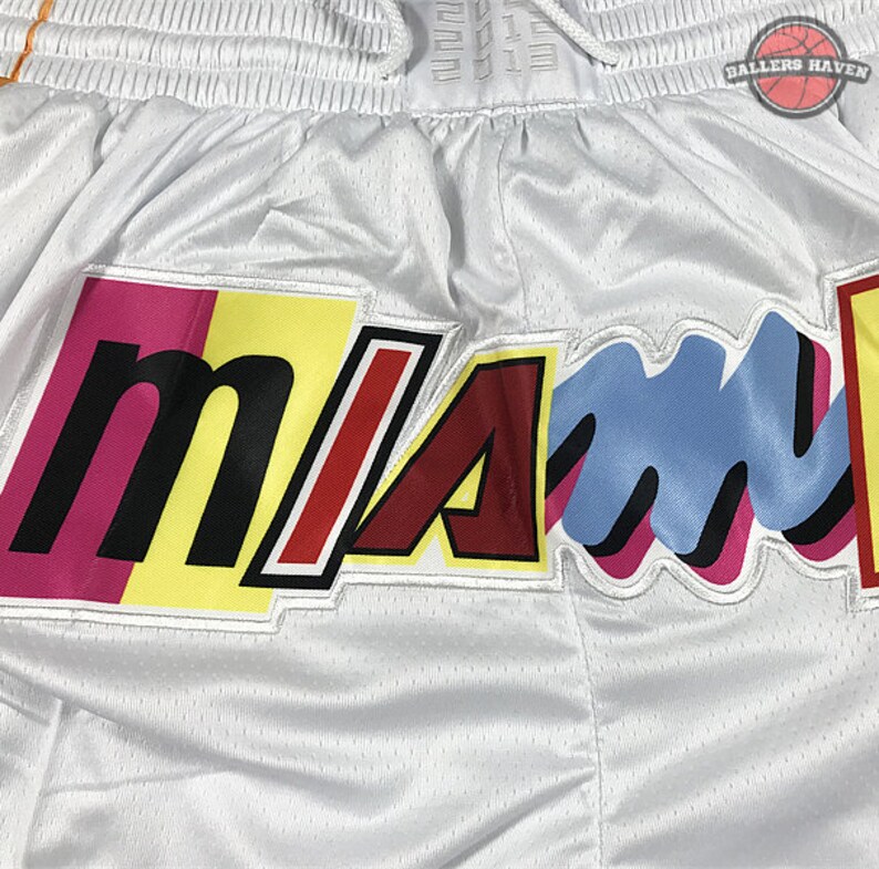 Miami Heat Retro Shorts / Embroidered Miami Basketball White Vintage ...