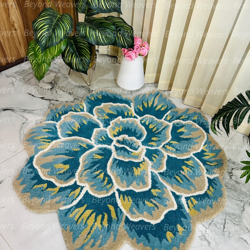 Blue Round Rug - Etsy