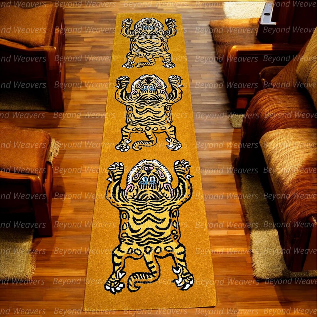 Hand-tufted Wool Stair Runner Rug: Tiger Design Home Decor - Etsy