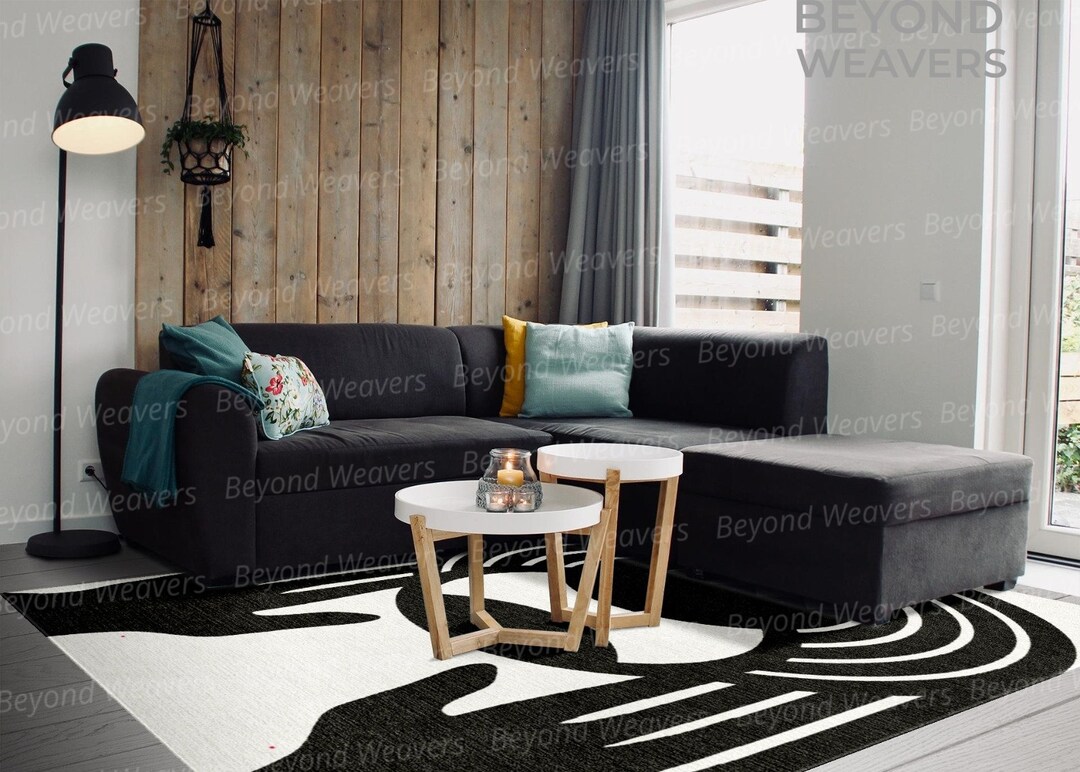 Black and White Abstract Rug | Modern Minimalist Area Rug ...