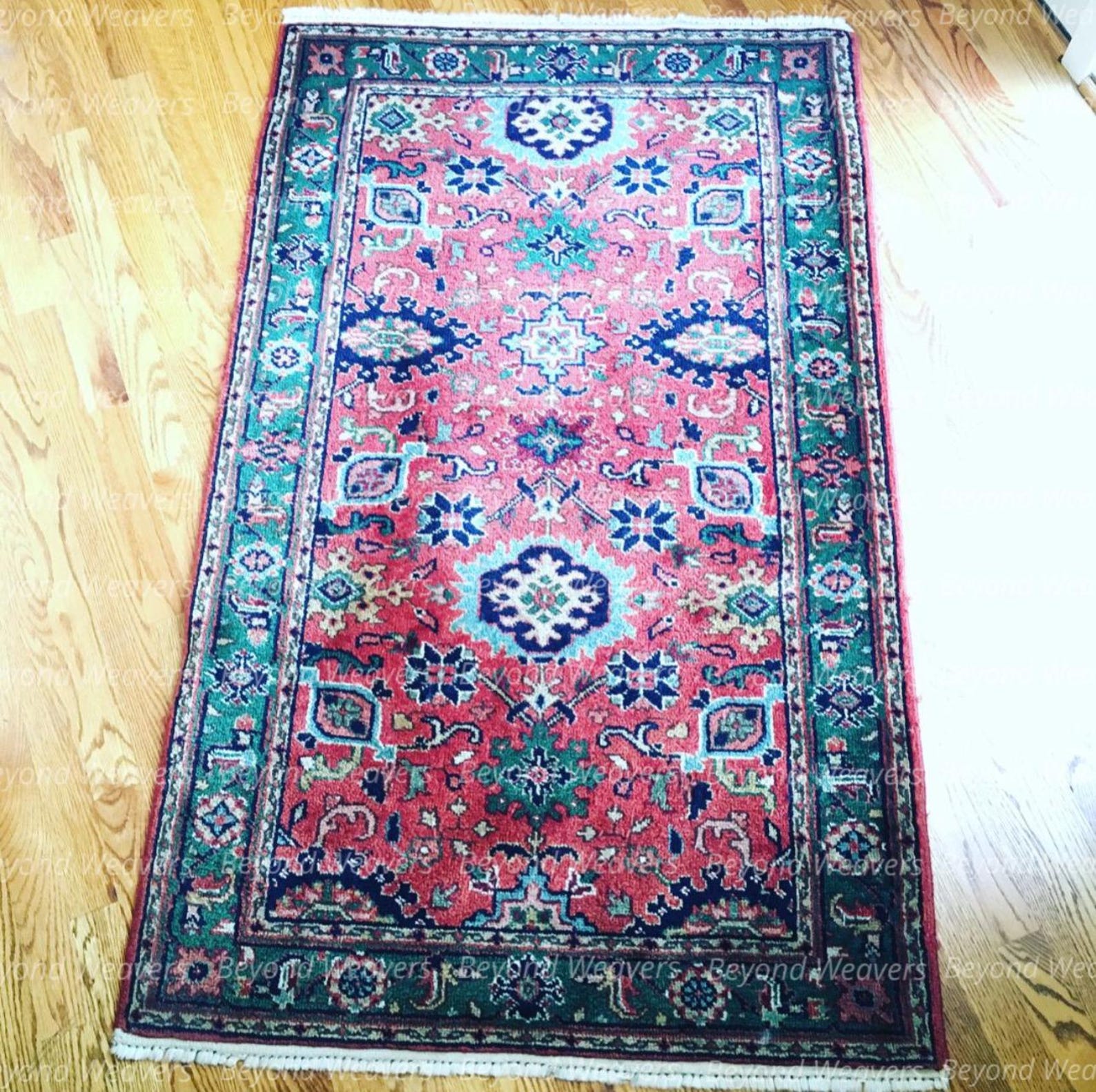 Red & Green Rug, Blue Oushak Rug, Sage Turquoise Area Rug, Hand-knotted ...