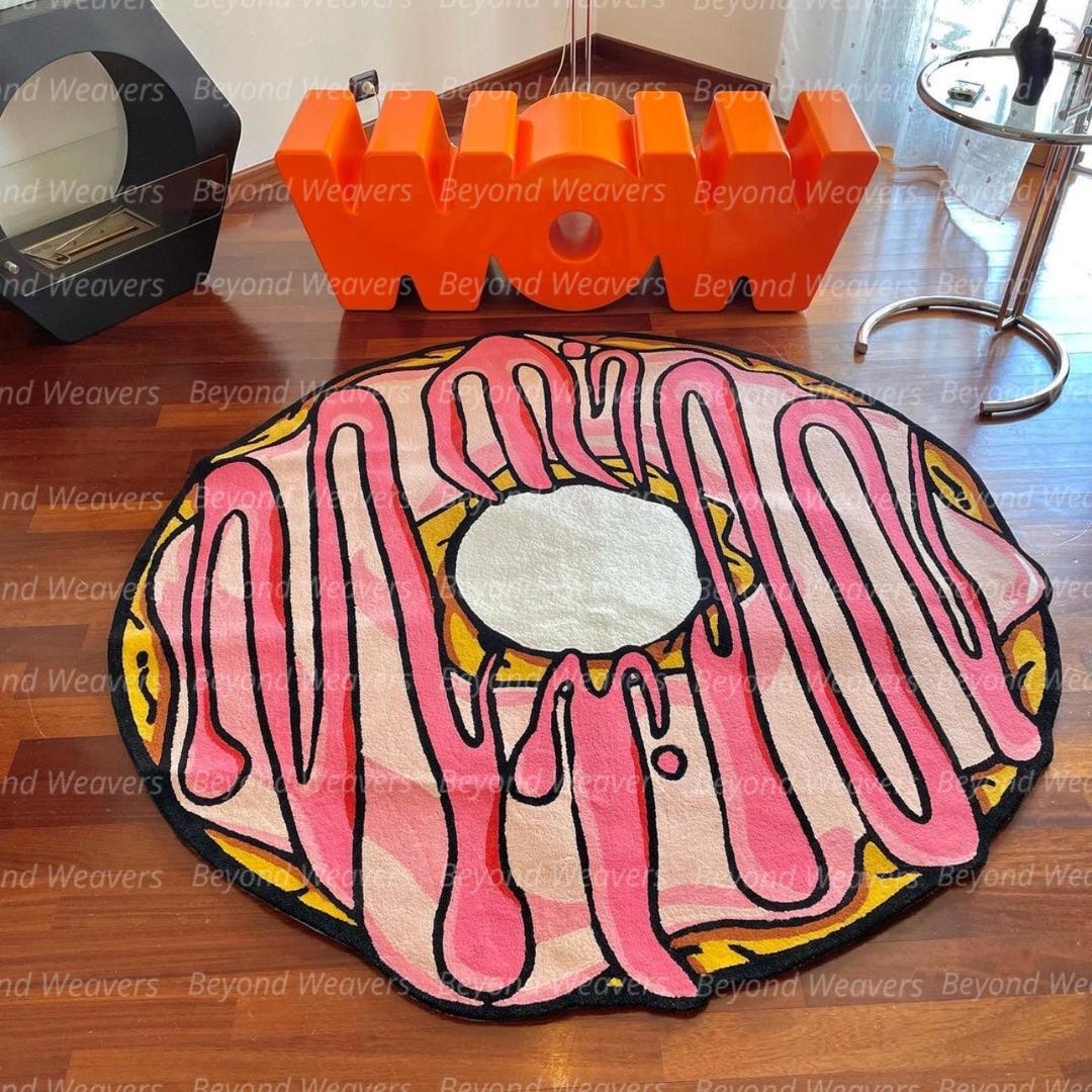 Donuts Round Wool Rug 100% Woolen Area Rug for Hall Kitchen Living Room ...
