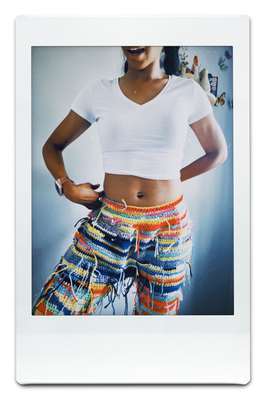 Custom Crochet Fringe Pants: Colorful Acrylic Knit Slouch Pants - Etsy