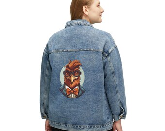 Chicken MAMA Women's Denim Jacket Mothers Day Gift for Her Oversized ...