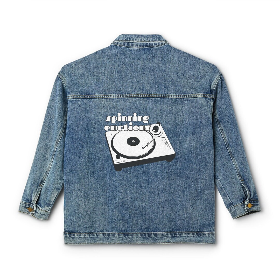 ADHD Oversized Denim Jacket, DJ Spinning Emotions Women's Jean Coat ...