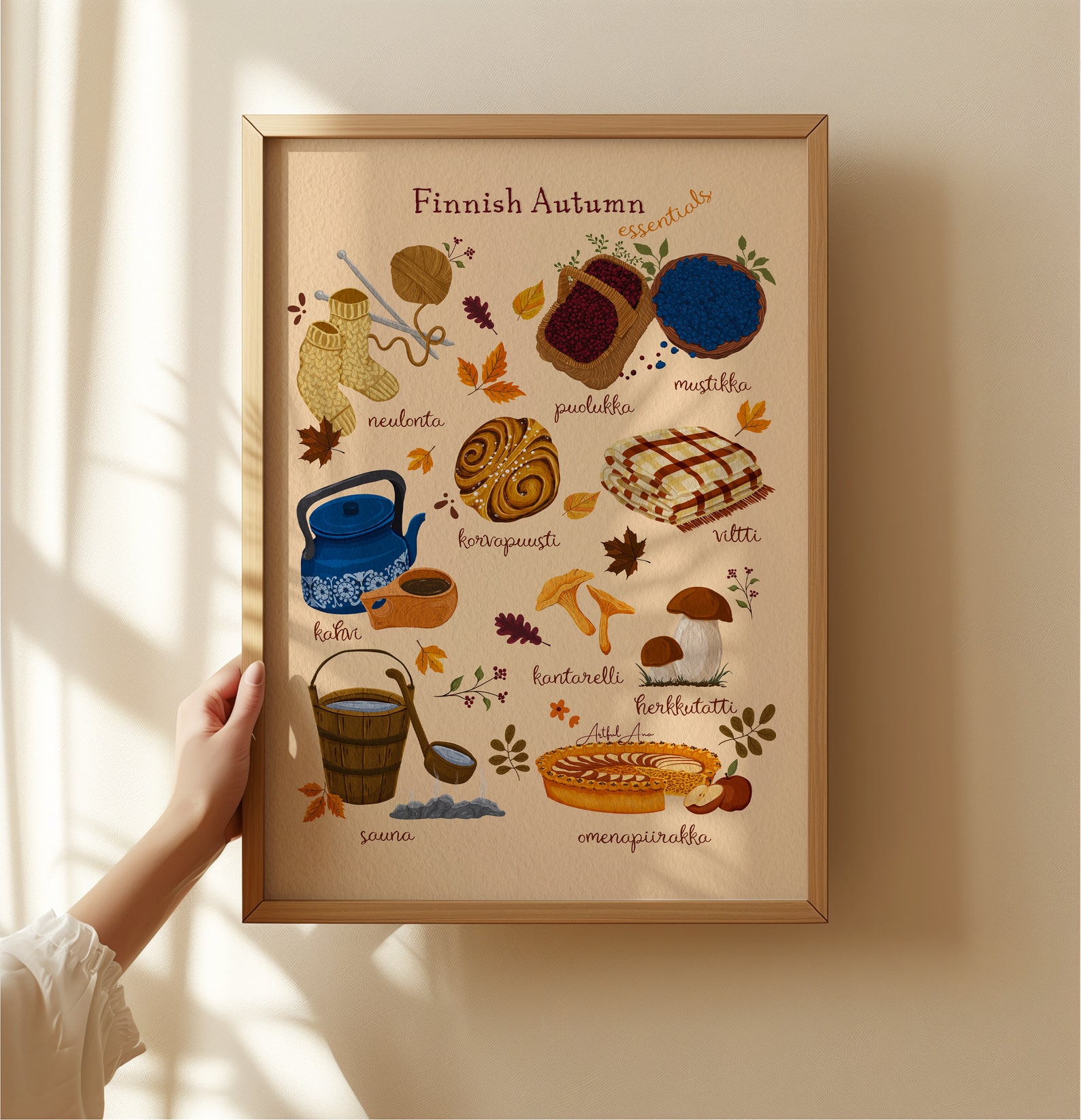Finnish Autumn Essentials Art Print | Cozy Nordic Illustration ...