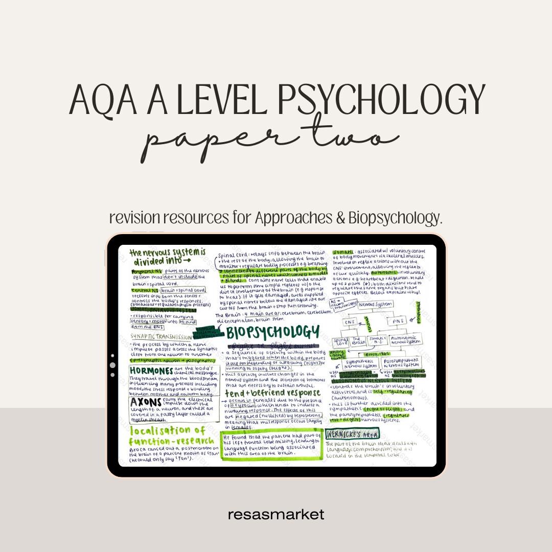 AQA A Level Psychology Paper Two Study Notes Revision Notes, Revision ...