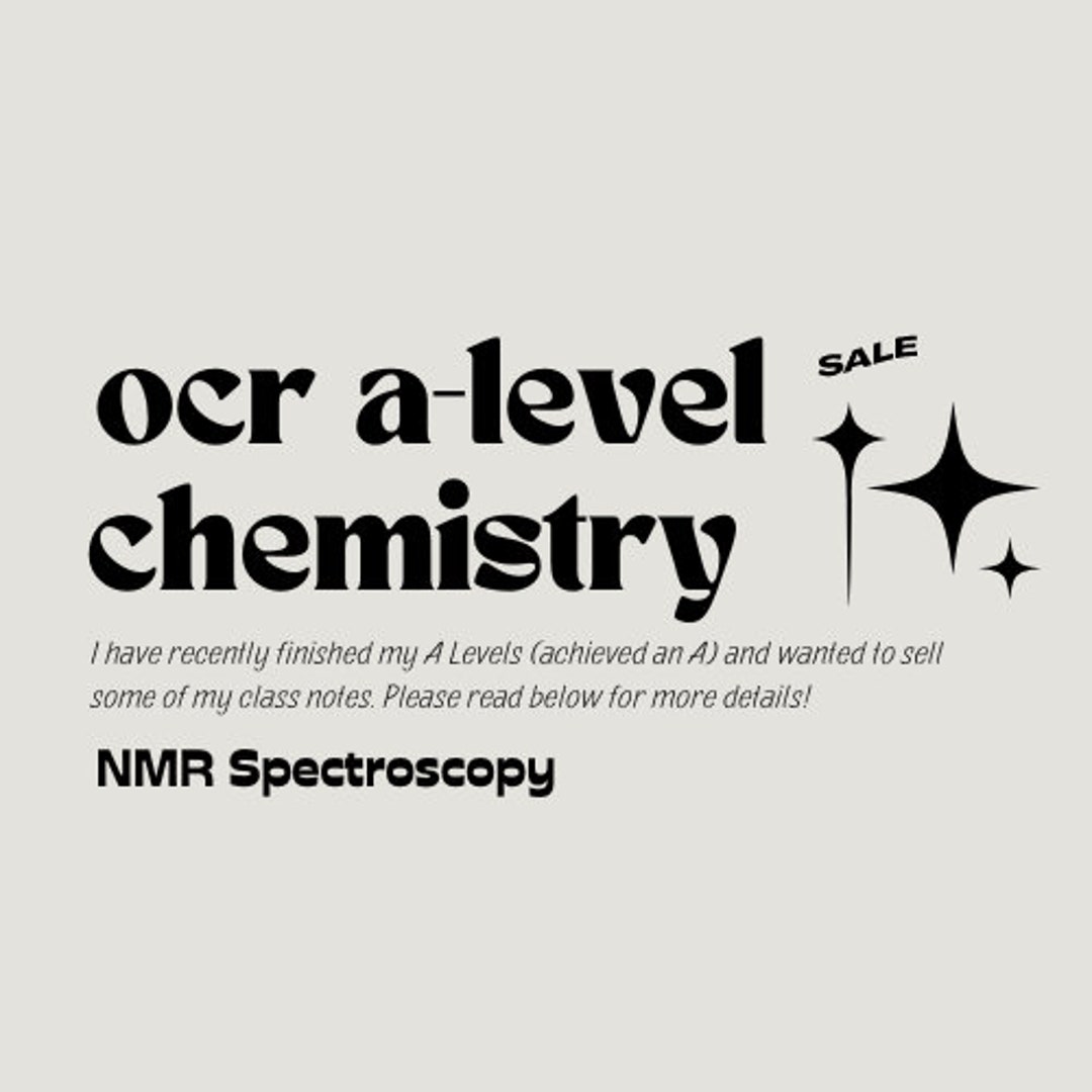 A-level Chemistry Notes: NMR Spectroscopy - Etsy Australia