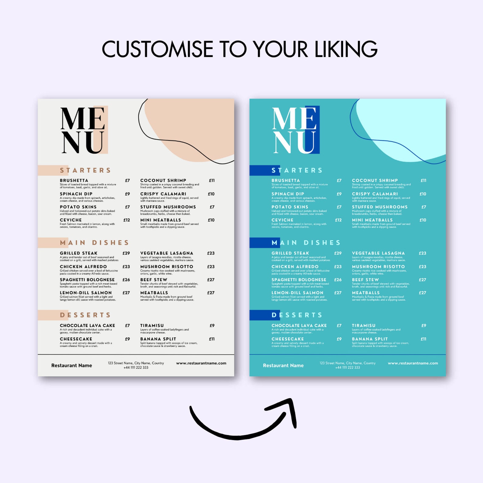 Restaurant Food Menu, Editable Template Price List, Business Menu ...