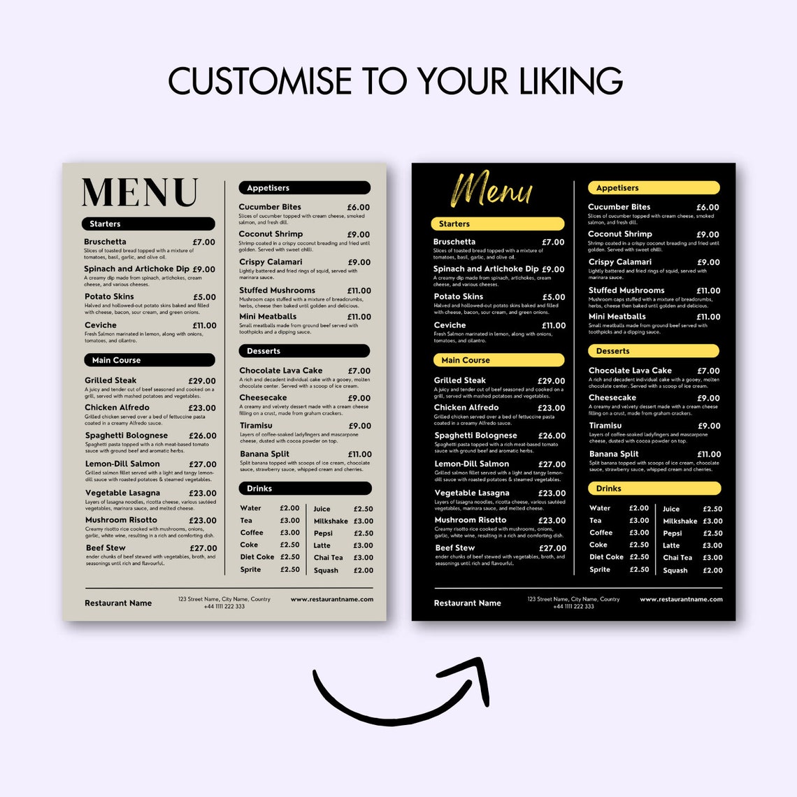 Restaurant Food Menu, Editable Template Price List, Business Menu ...