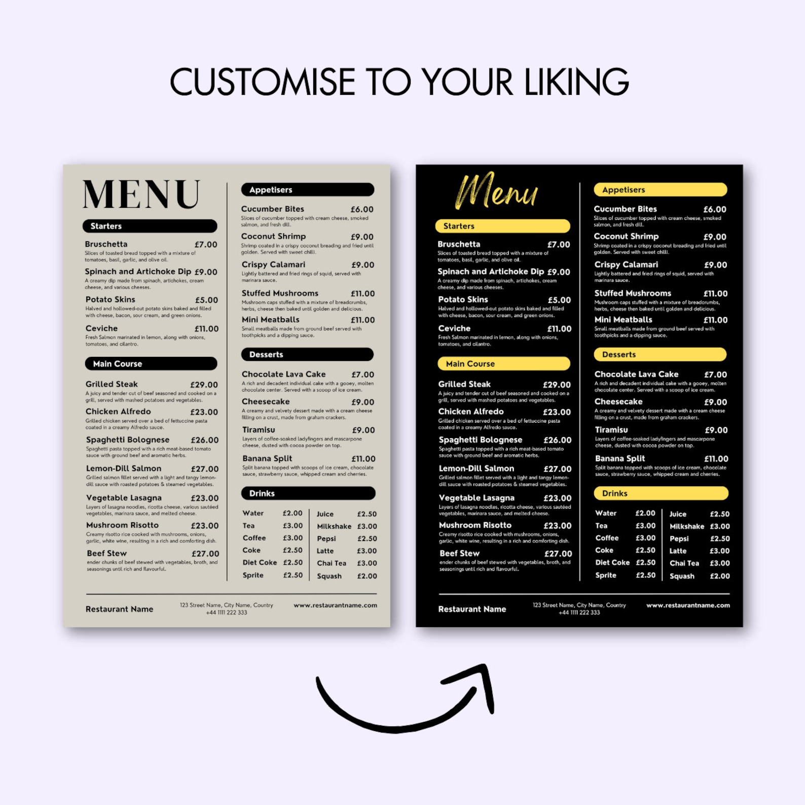 Restaurant Food Menu, Editable Template Price List, Business Menu ...