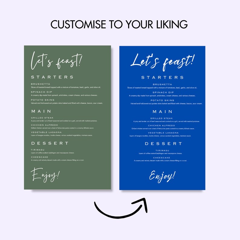 Wedding Food Menu, Editable Template Price List, Business Menu Template ...